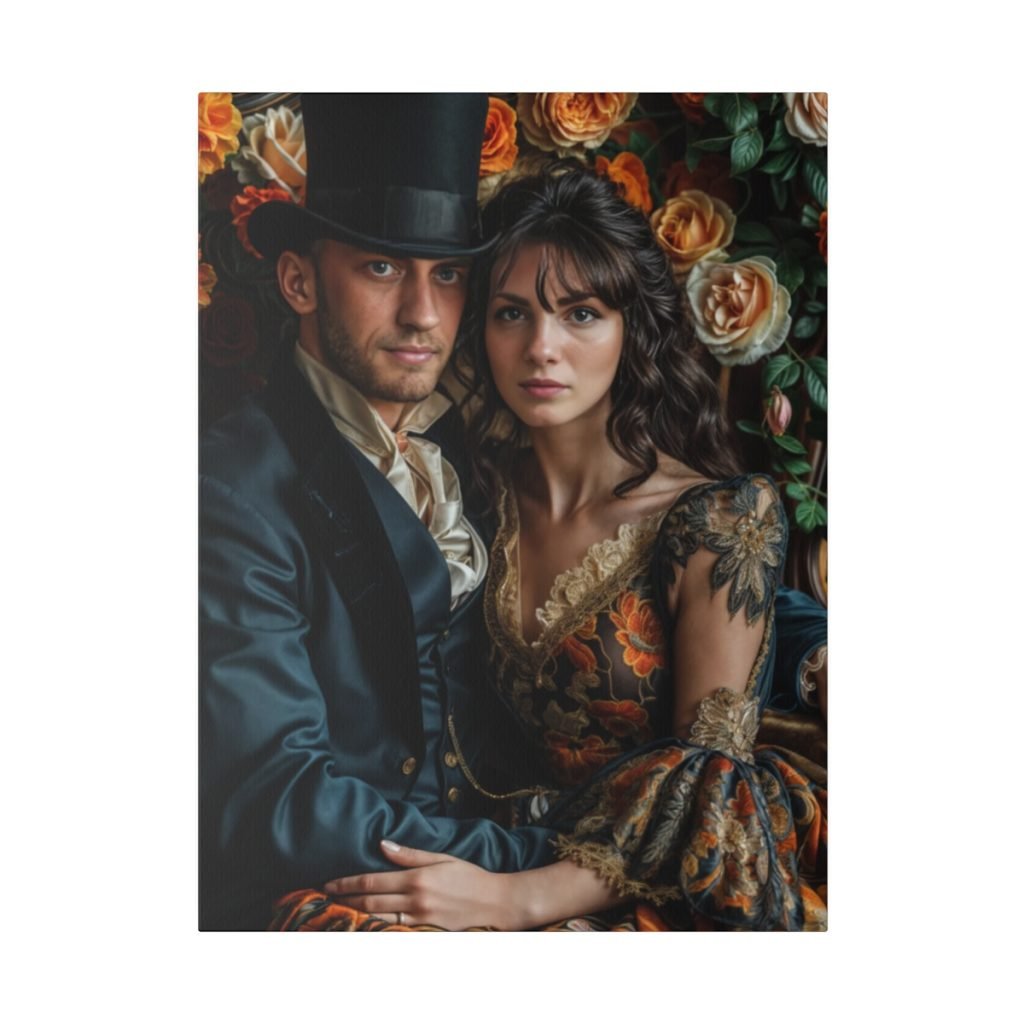 Personalized Fantasy Couple Portrait Matte Canvas | Custom Floral ...